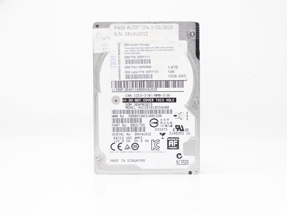IBM 1.8TB 10K 12Gbps SAS 2.5'' HDD Hard Drive (HUC101818CS4200-IBM ...