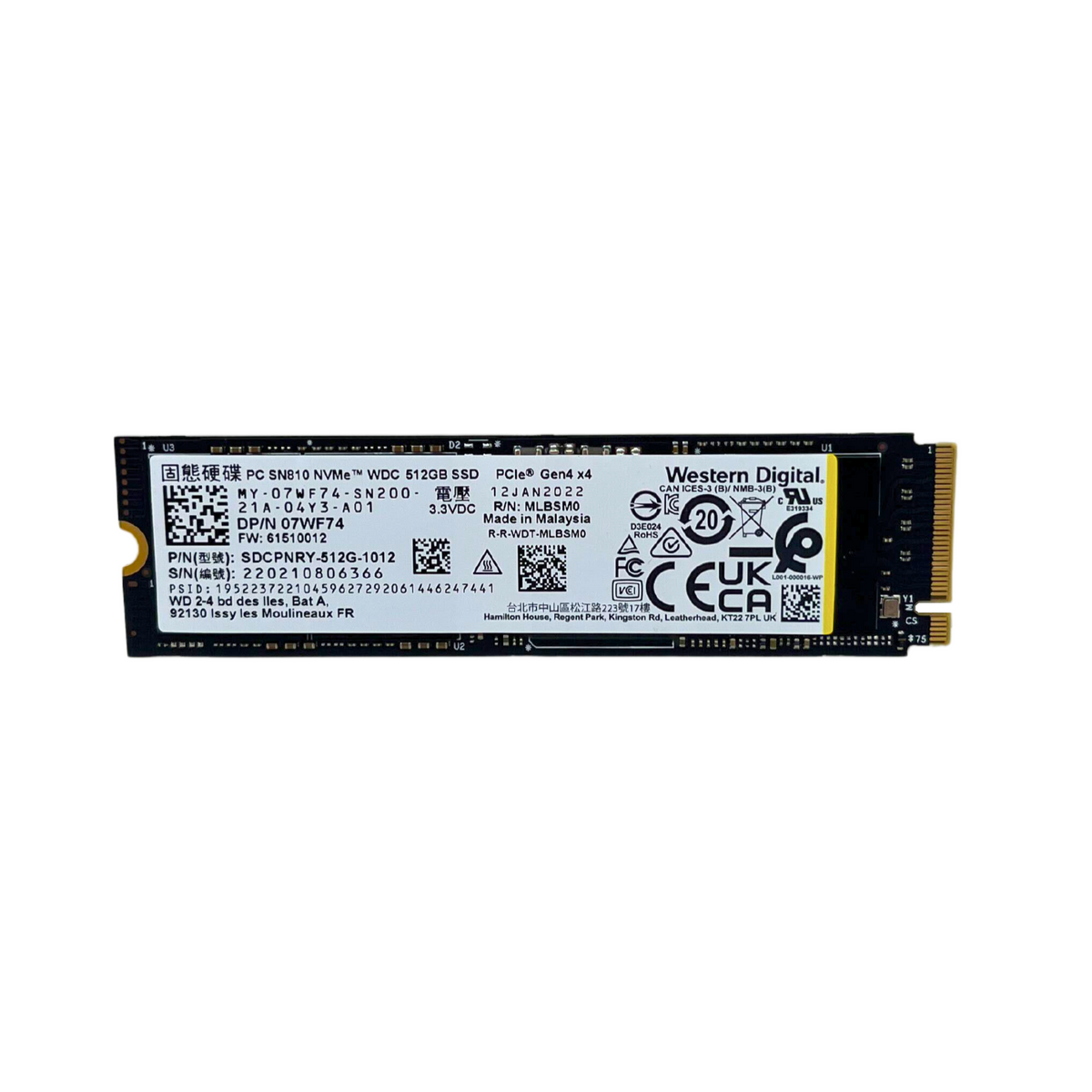 Dell PC SN810 512GB M.2 NVMe Gen4x4 2280 SSD Solid State Drive-SDCPNRY ...