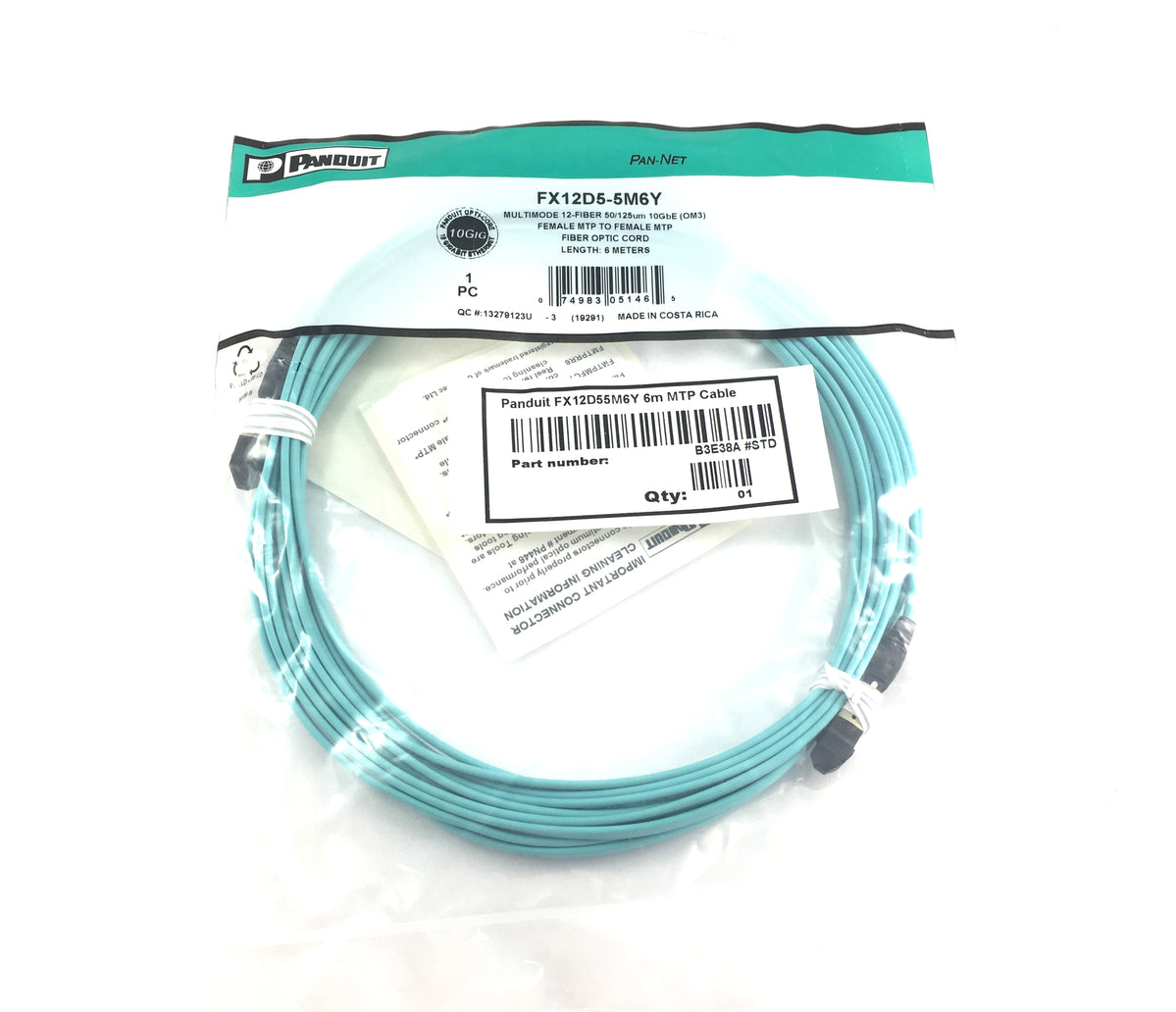 Panduit Multimode 10Gbe MTP To MTP 6M Fiber Optic Cable (FX12D5-5M6Y ...