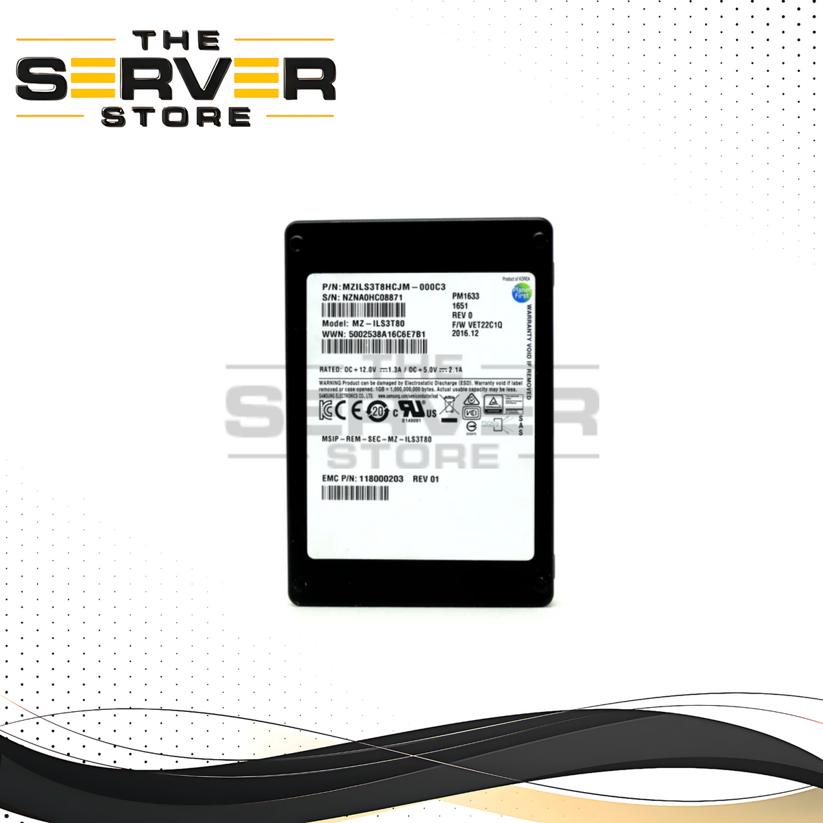 EMC Samsung PM1633 3.84TB 12Gbps SAS 2.5'' SSD MZ-ILS3T80 (118000203 ...