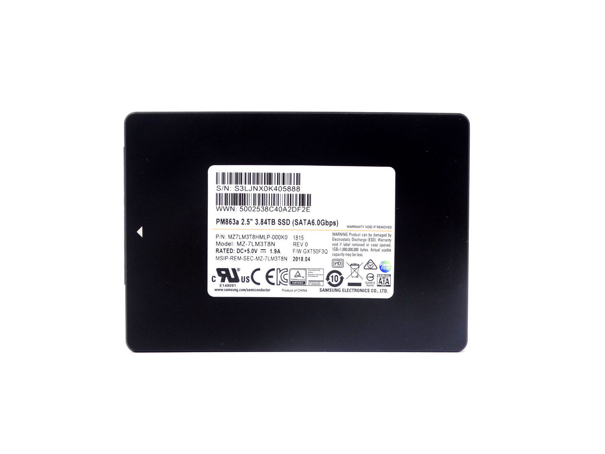 Samsung PM863a 3.84TB SATA 6Gbps 2.5'' Enterprise SSD MZ-7LM3T8N (MZ7L ...